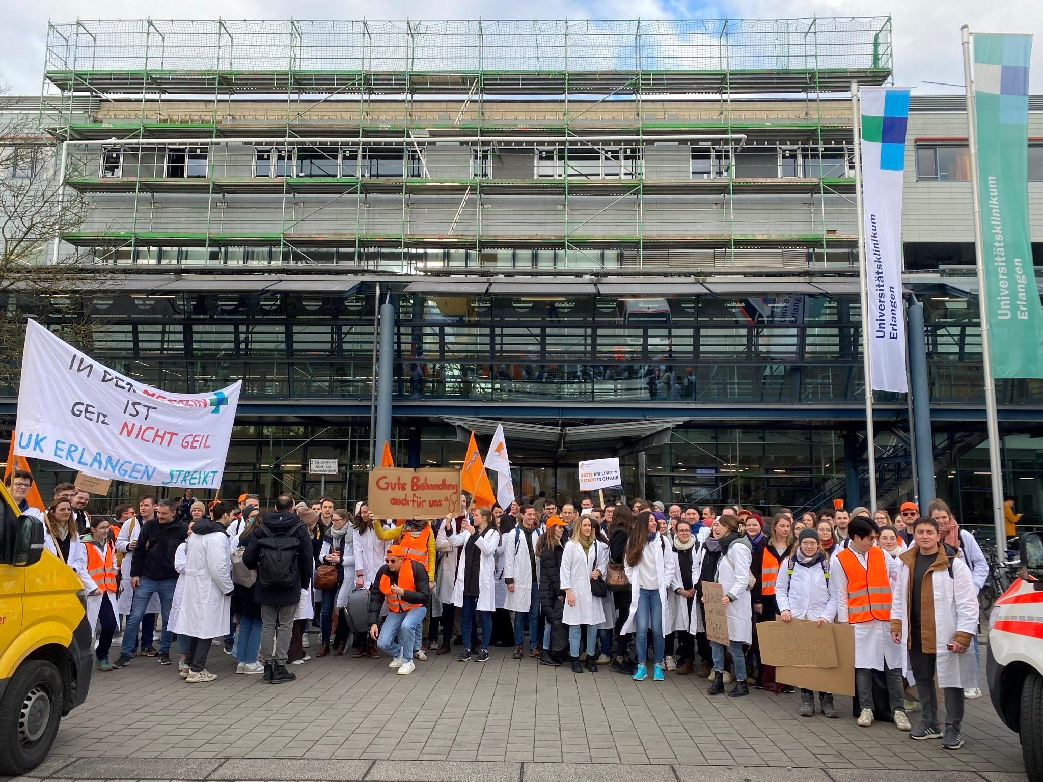 Uniklinik in Erlangen: 250 Ärzte beteiligen sich heute an Warnstreik