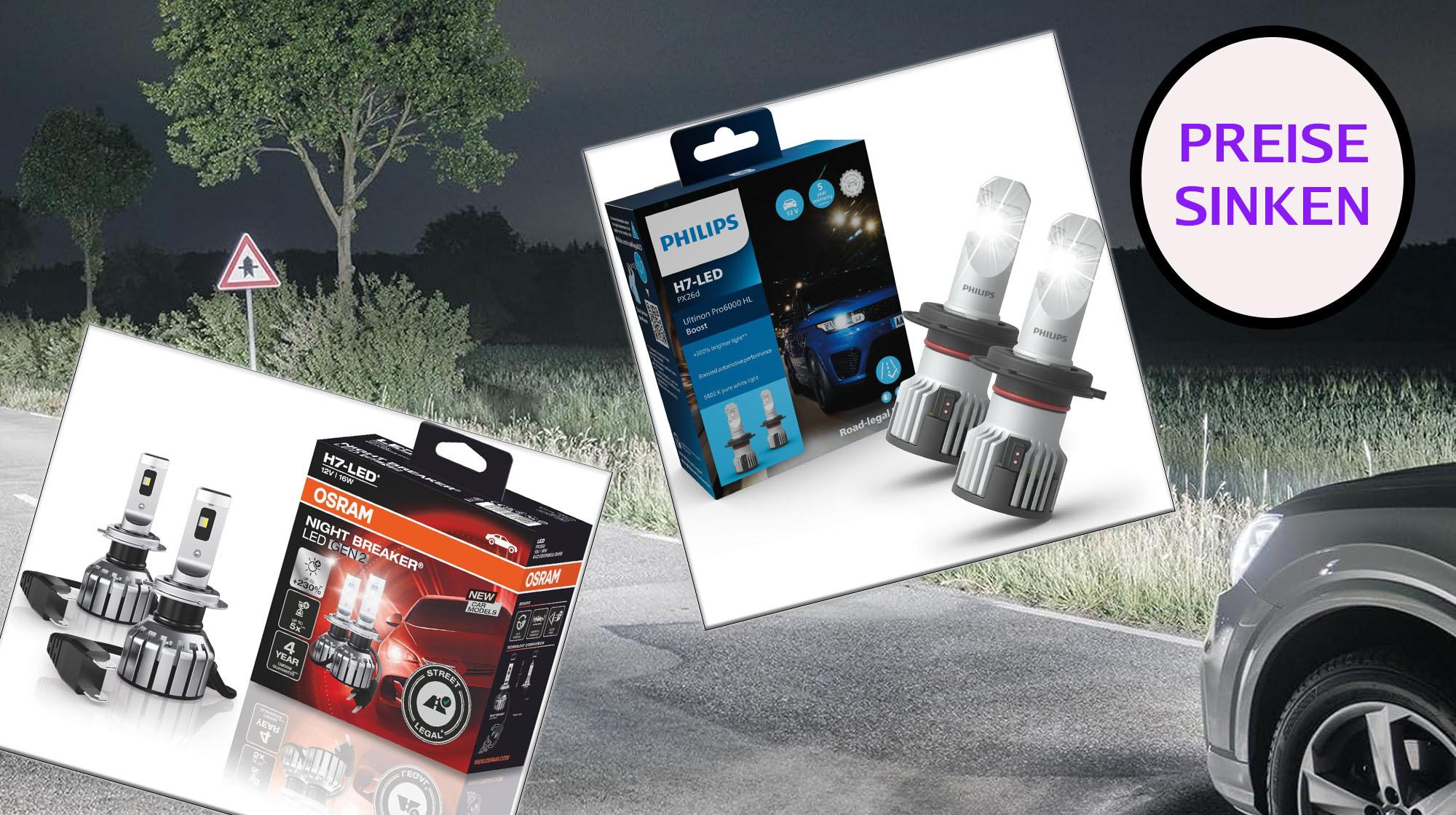 Bis 300 % heller: Osram Night Breaker H7 LED & Philips Ultinon Pro6000 ...