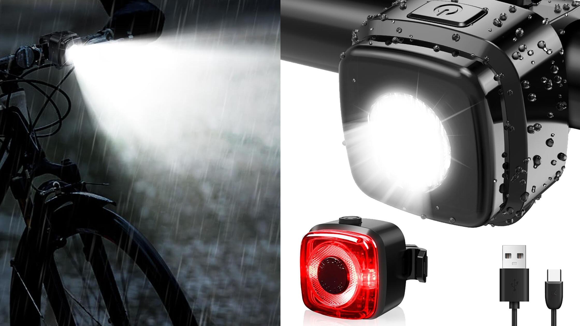 Bestseller kurz 24 % günstiger: Superhelles LED-Fahrradlicht im Set aus ...