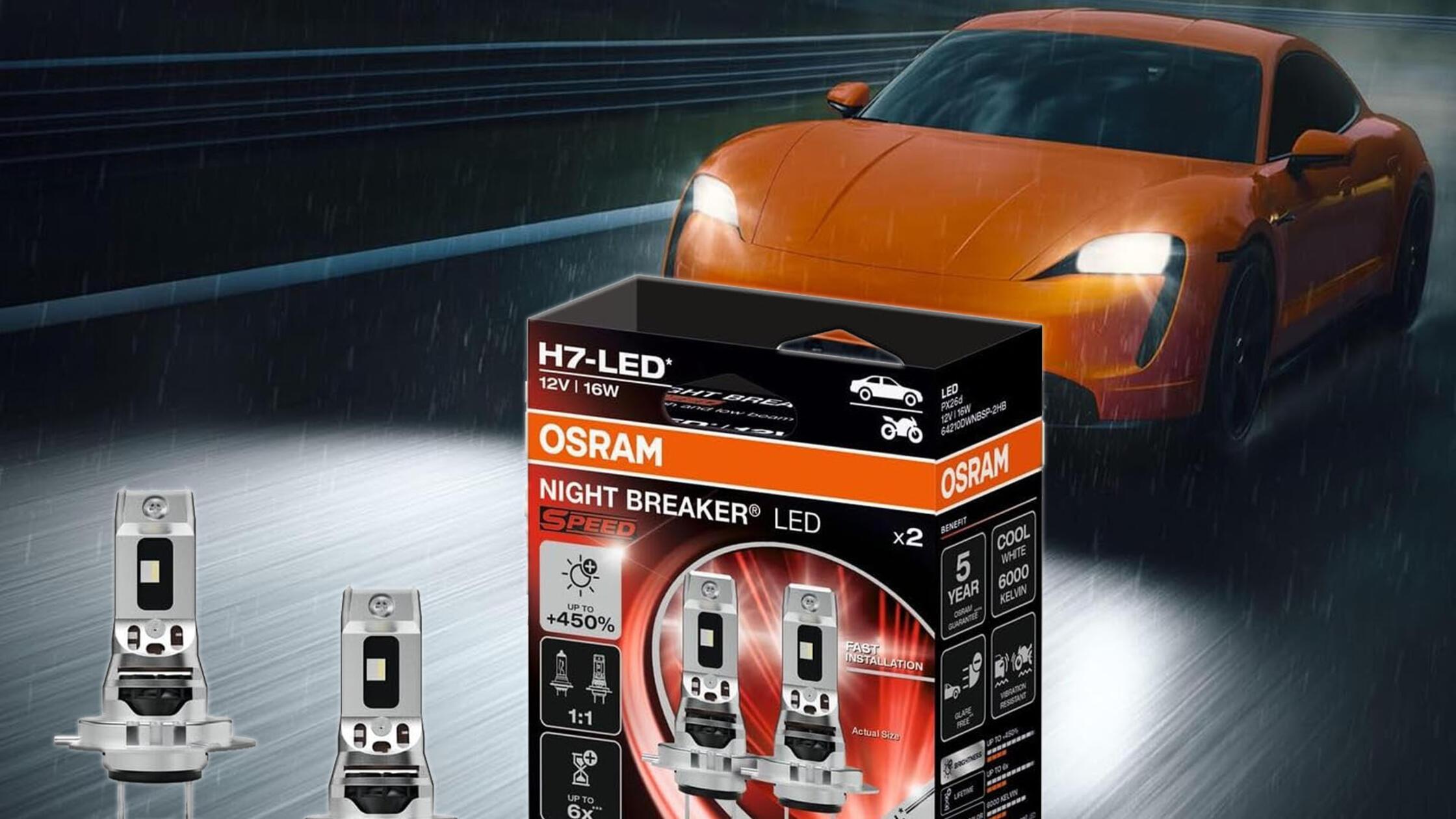 450 % mehr Helligkeit! Osram Night Breaker Speed H7 LED ...